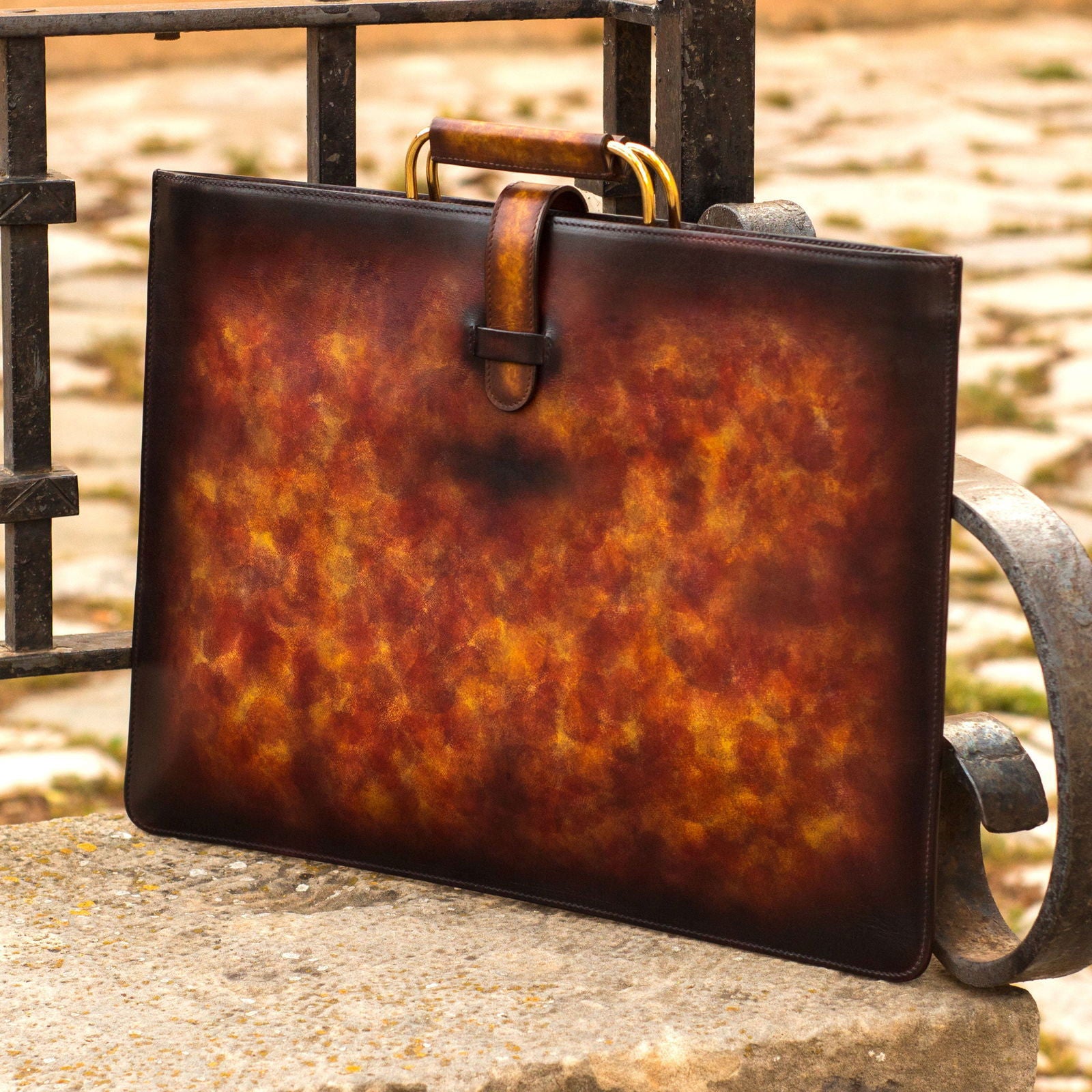 Custom Satchel Bag Patina Brown Burgundy 4275 – MERRIMIUM