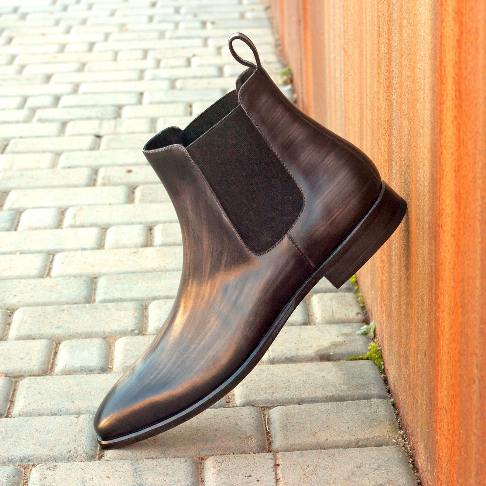 Men's Chelsea Boots Classic Patina Leather Wide Plus Size Grey 2429 ...