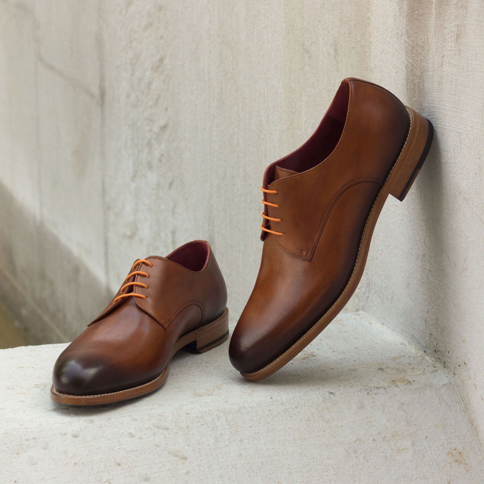Men's Derby Leather Shoes Wide Plus Size Brown 2882 – MERRIMIUM