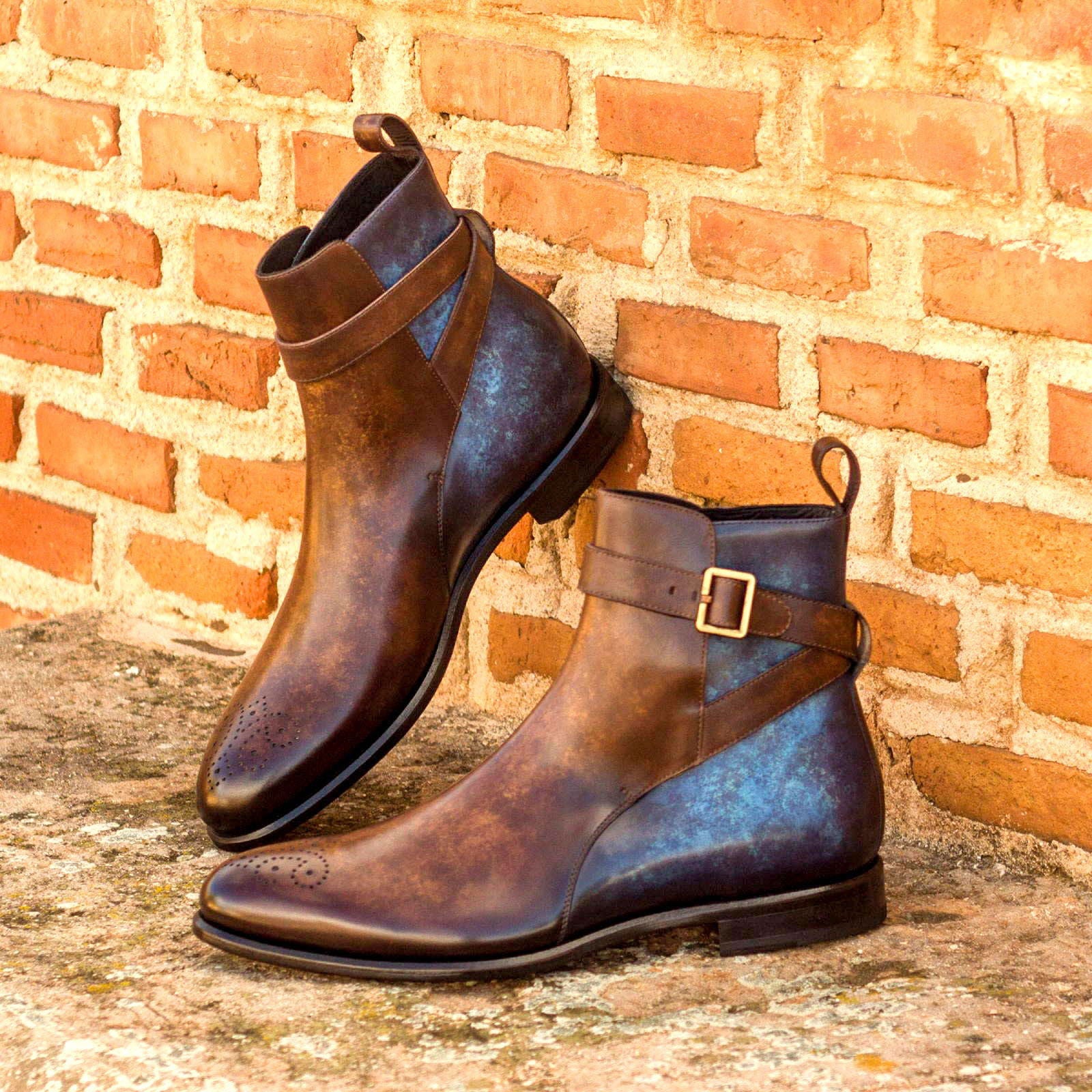 Men's Jodhpur Boots Patina Leather Wide Plus Size Blue Brown 3080 ...