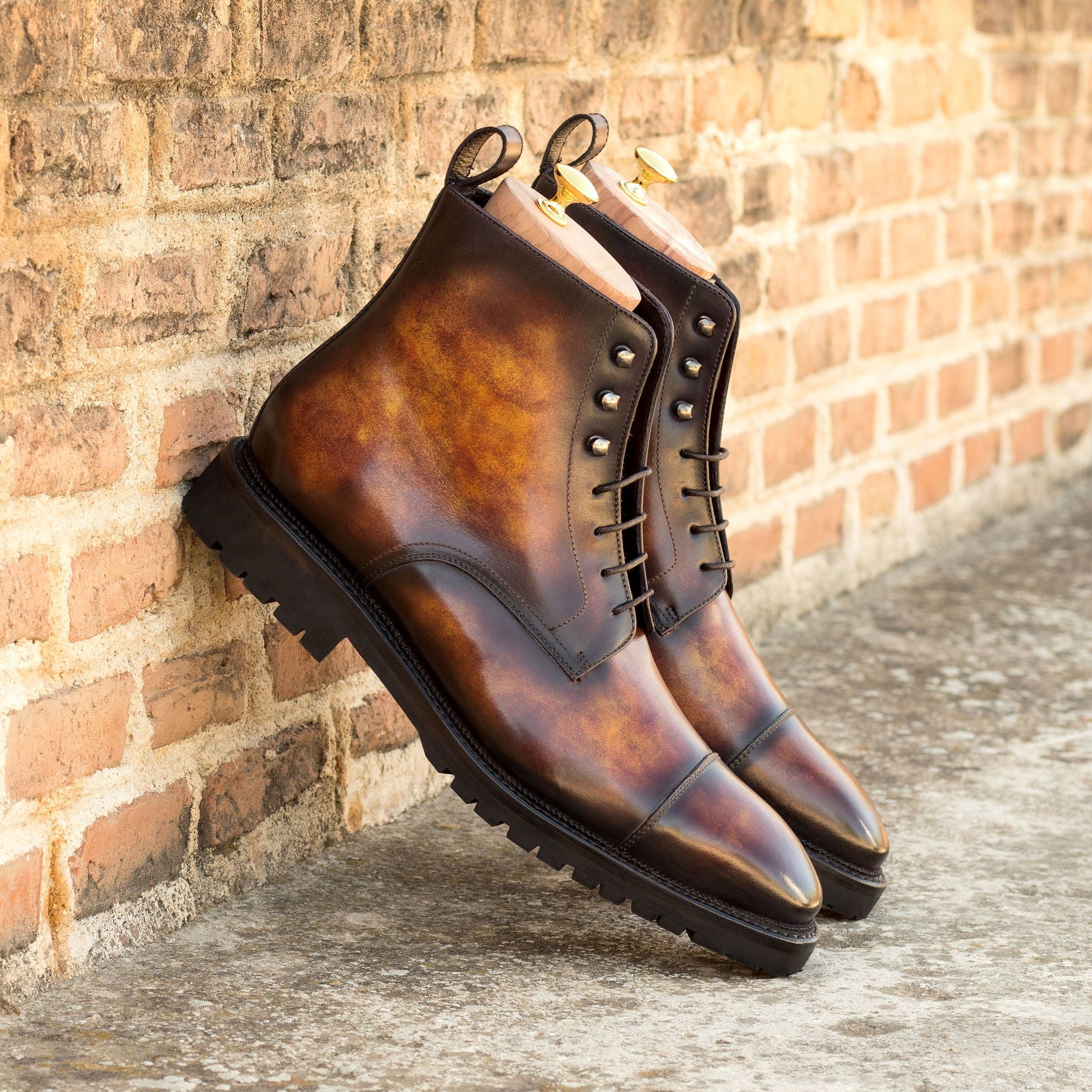 Men's Jumper Boots Patina Goodyear Welt Wide Plus Size Burgundy 5875 ...