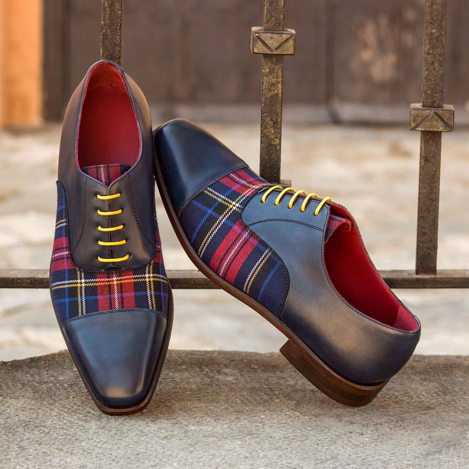 Men's Oxford Leather Shoes Wide Plus Size Blue 2968 – MERRIMIUM