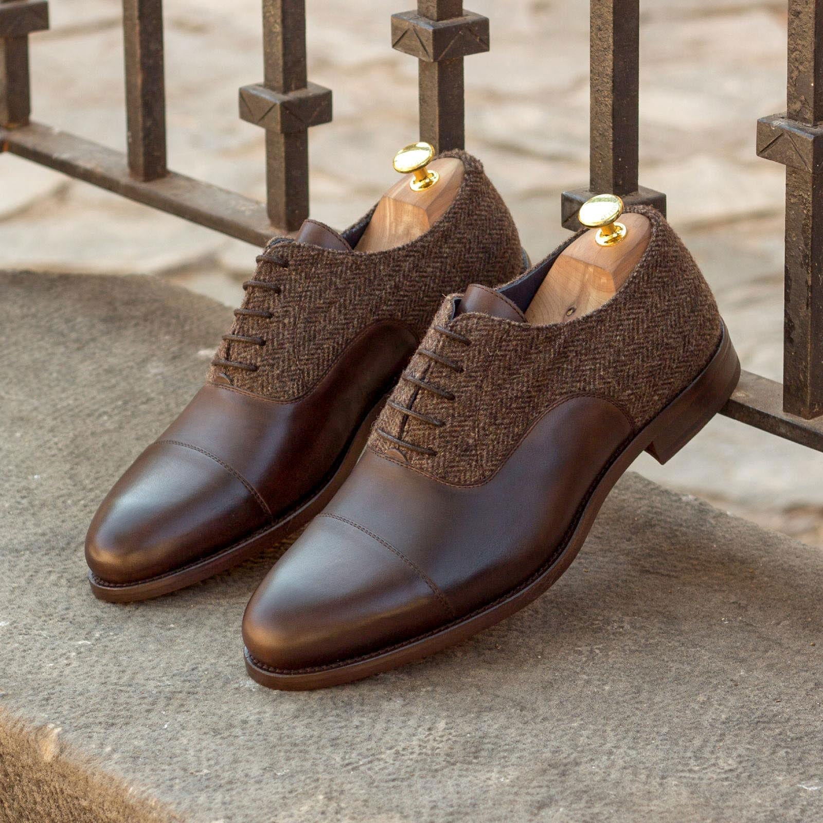 Men's Oxford Leather Shoes Wide Plus Size Brown Dark Brown 2954 – MERRIMIUM