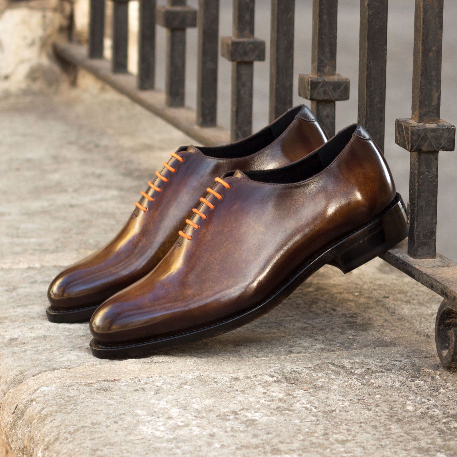 Men's Wholecut Shoes Patina Leather Goodyear Welt Wide Plus Size Blue ...
